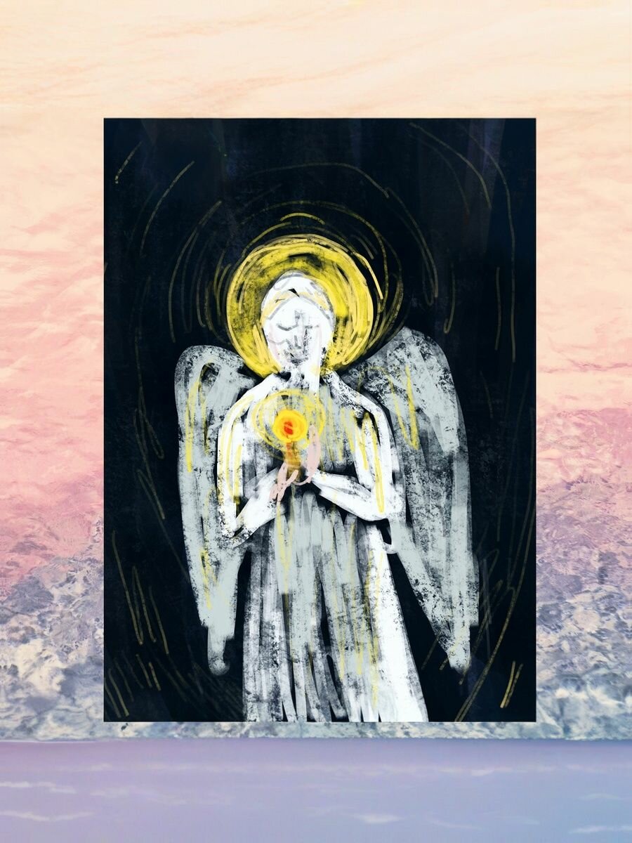 Открытка "Добрый ангел надежды" Поздравительная открытка с конвертом в подарок