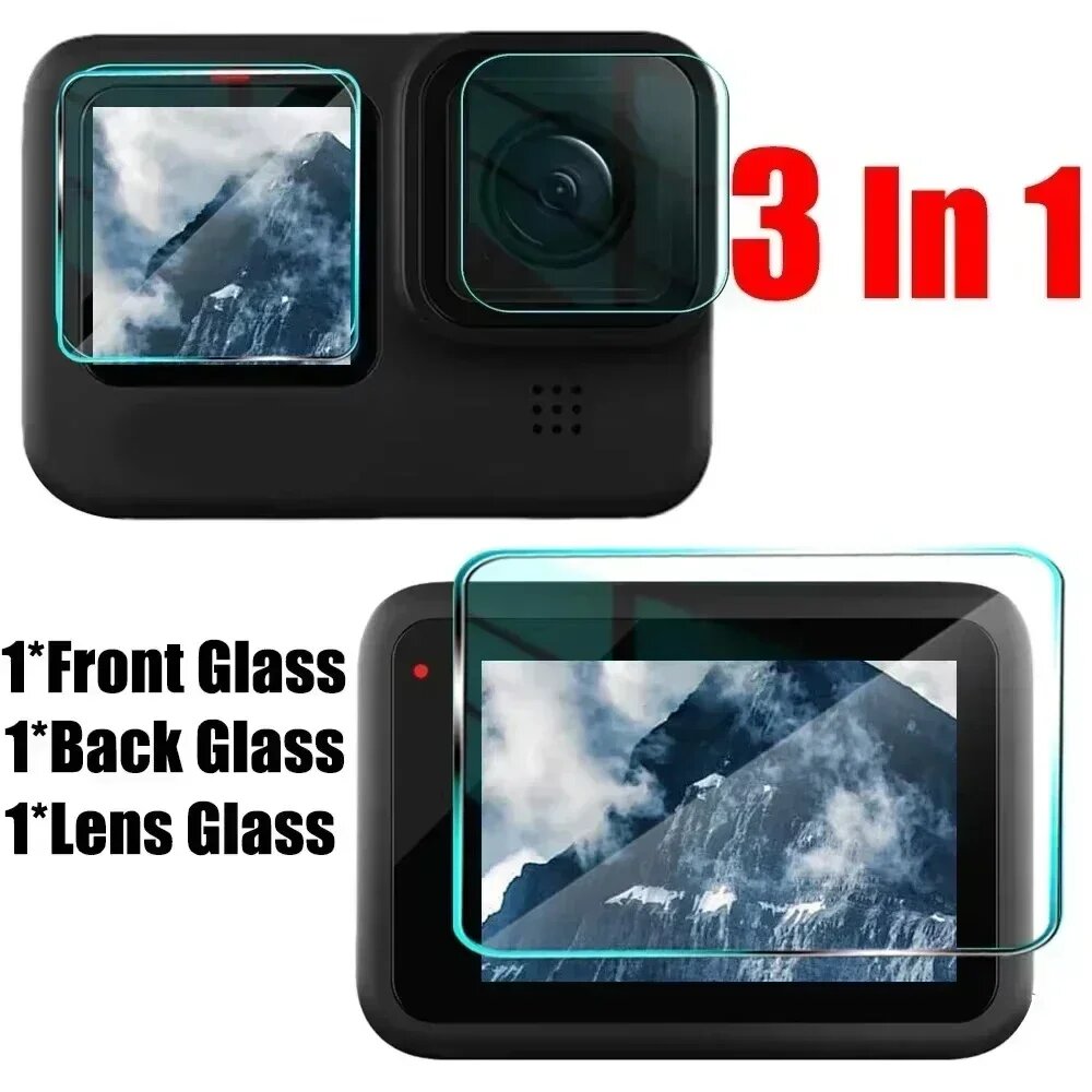 Защитная пленка Liser для GoPro HERO 9/10/11/12/13 3 in 1 Glass, For GoPro HERO 13
