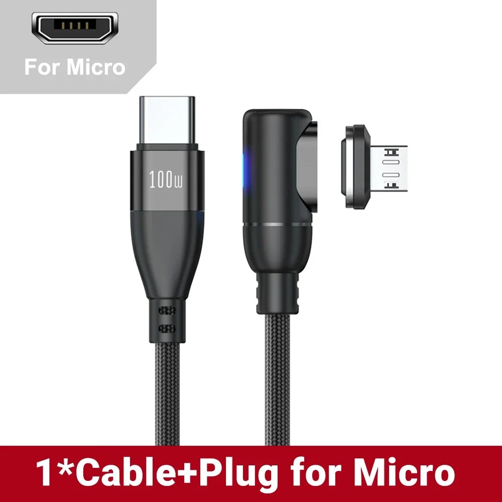 AUFU 100W Магнитный кабель Micro USB, 1 м, черный