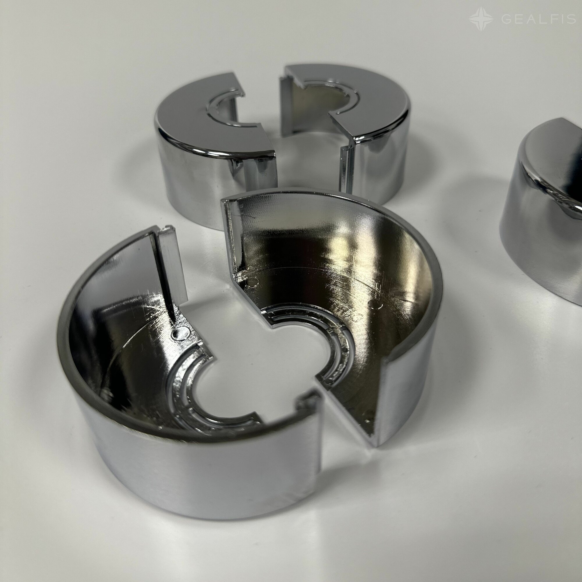 Отражатель (чашка) разъемный универсальный (диаметр: 1/2", 3/4", 1") цвет хром, глубокий, пара: 2 шт.