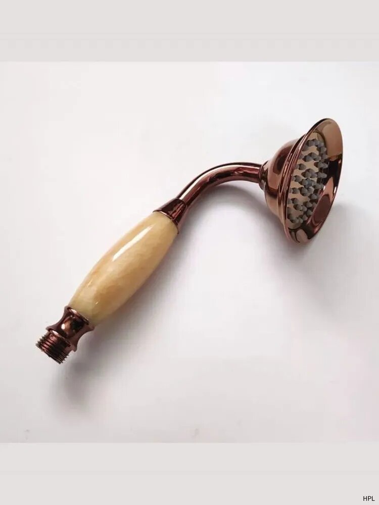 Эксклюзивная душевая лейка для душа круглая ретро, металл и керамика, цвет бежевый