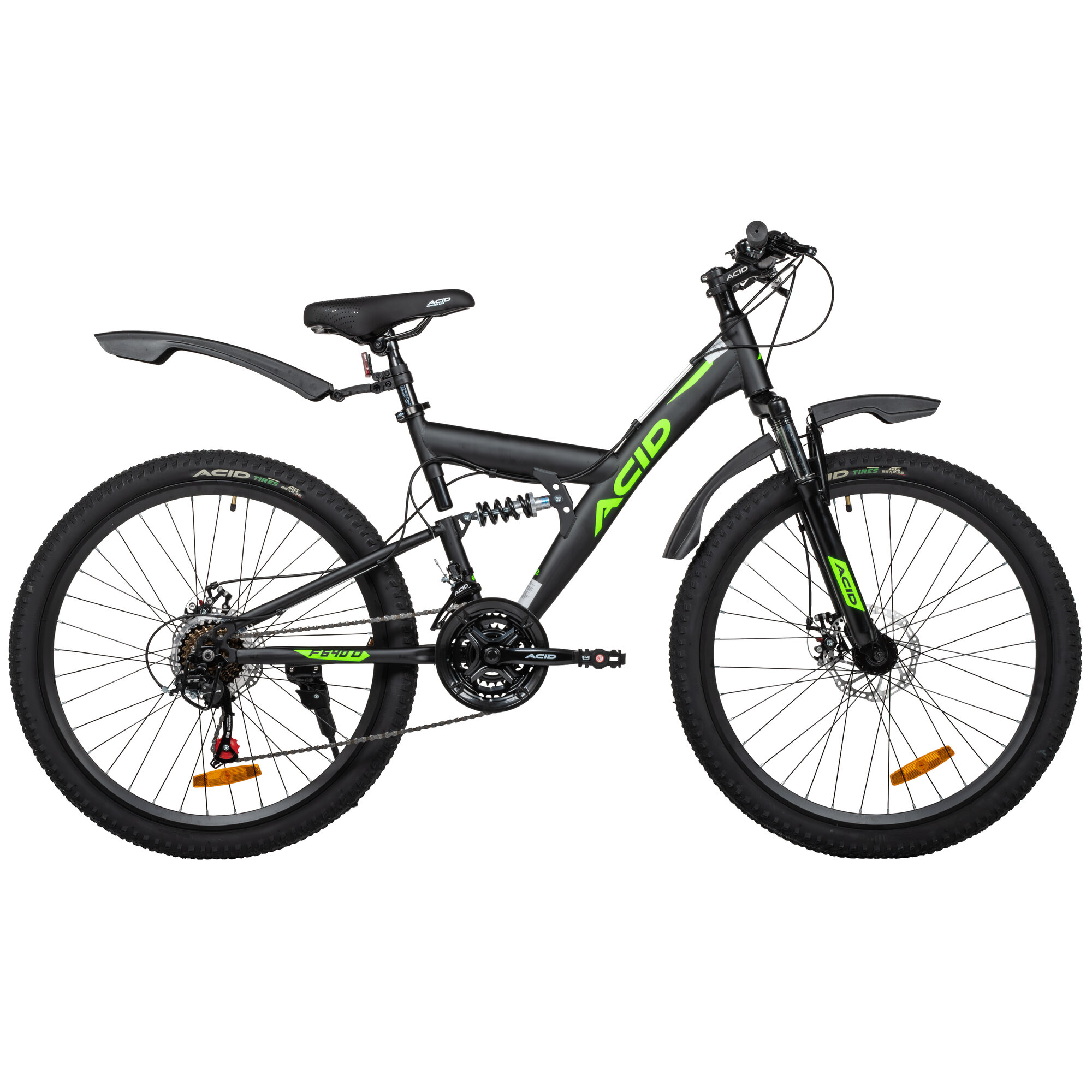 Велосипед горный взрослый 26 дюймов ACID F 640 D матовый черный/неоновый зеленый 19 дюймов