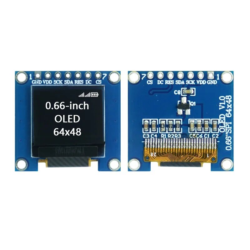 OLED-дисплей SSD1315 0,66 дюйма монохромный белый 7-pin Solder Pin