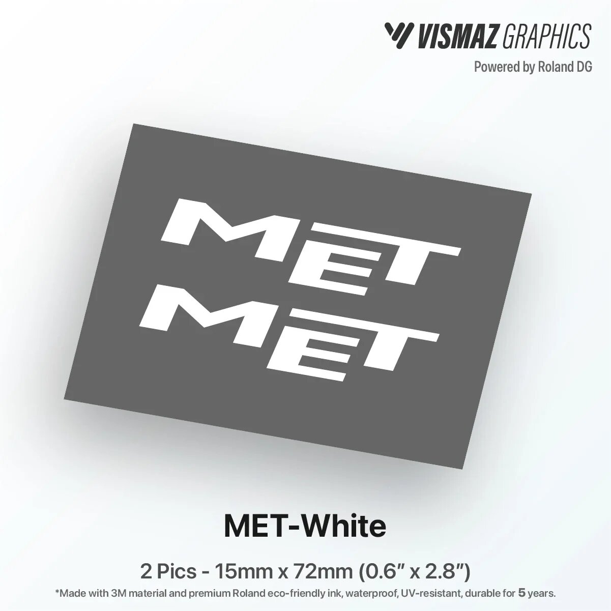 Наклейки на шлем MET-White, 15mm x 72mm, 2 шт.