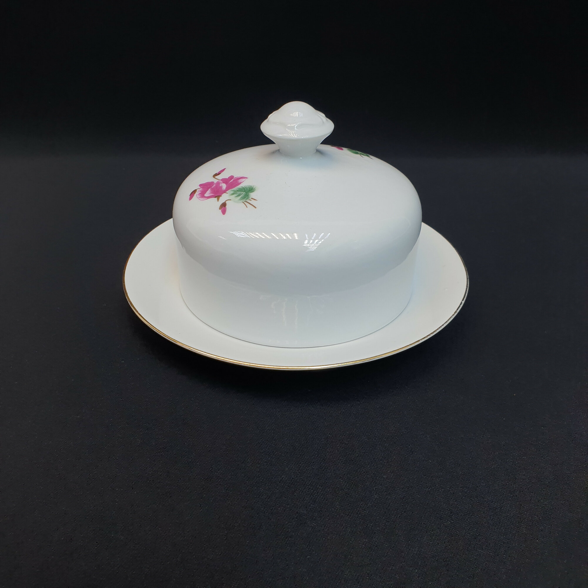 Винтажная масленка Sep, фарфор деколь позолота, ГДР