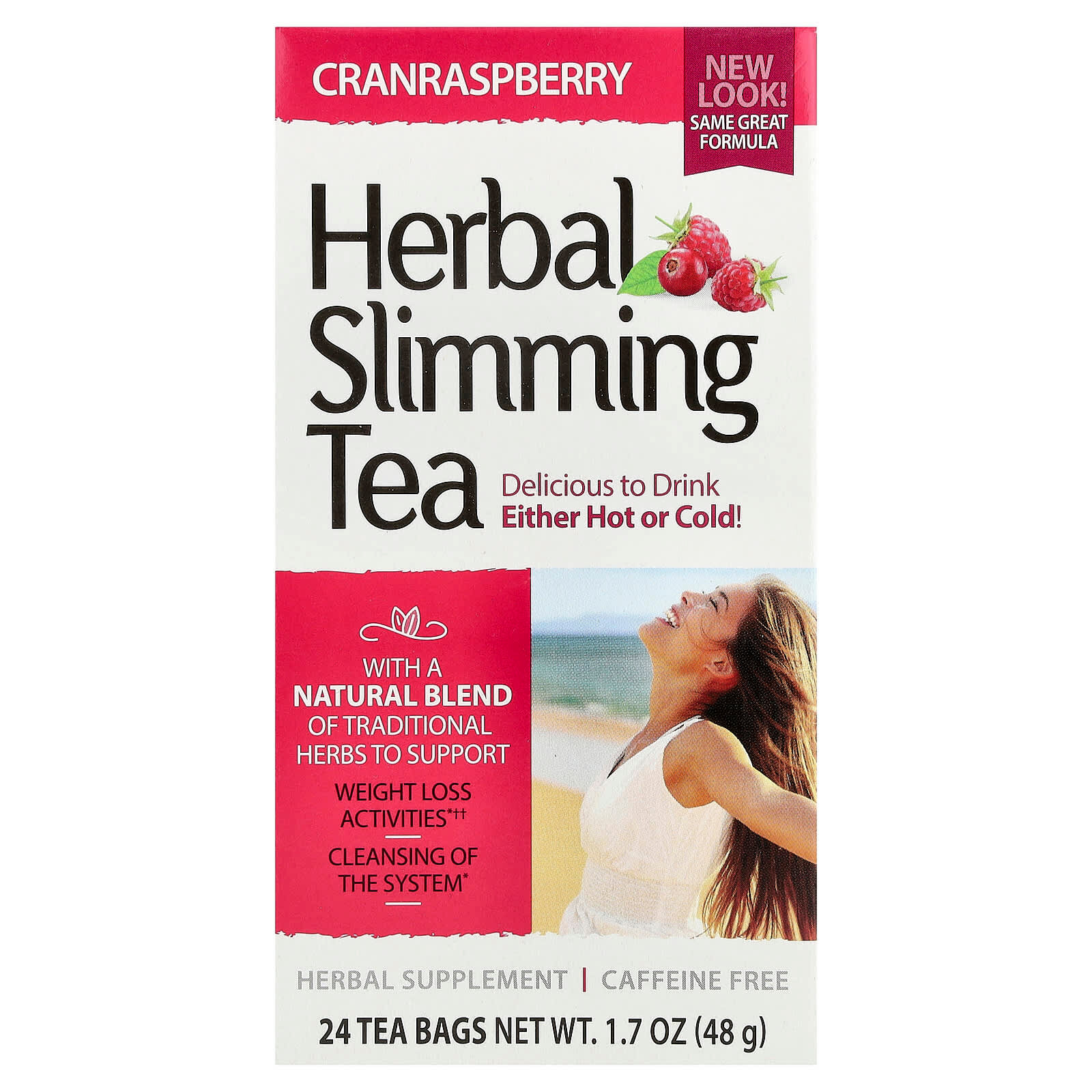 Чай травяной 21st Century "Клюква и малина", для похудения, 24пакетика, без кофеина