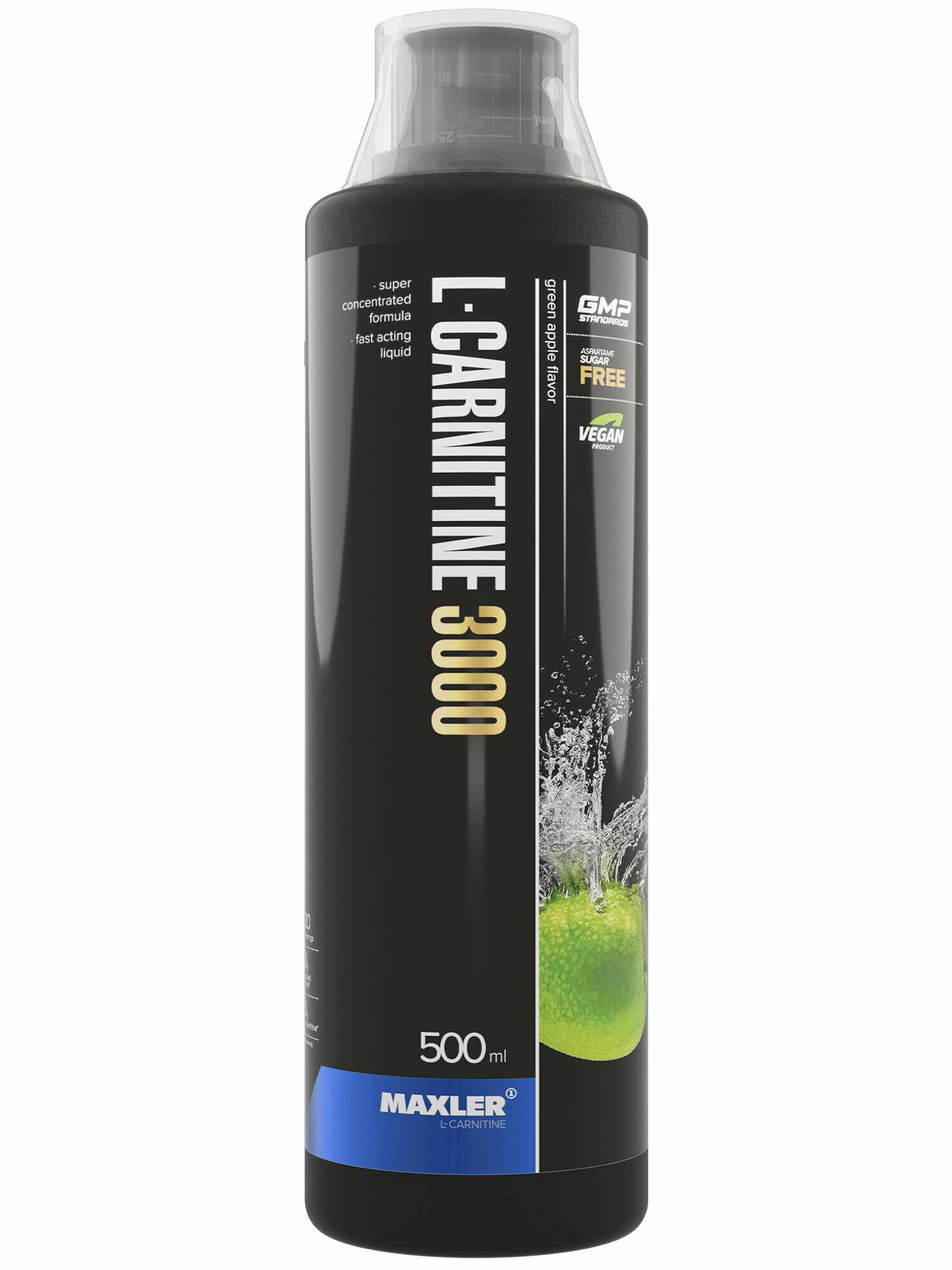 Л-Карнитин жидкий веганский Maxler L-Carnitine 3000 mg - 500 мл, зеленое яблоко