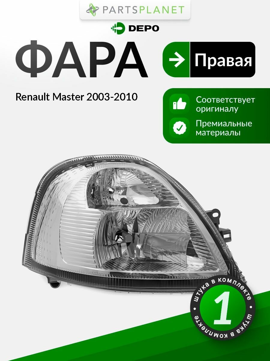 Фара правая для Рено Мастер 2003-2010 арт 5511149RLDEM