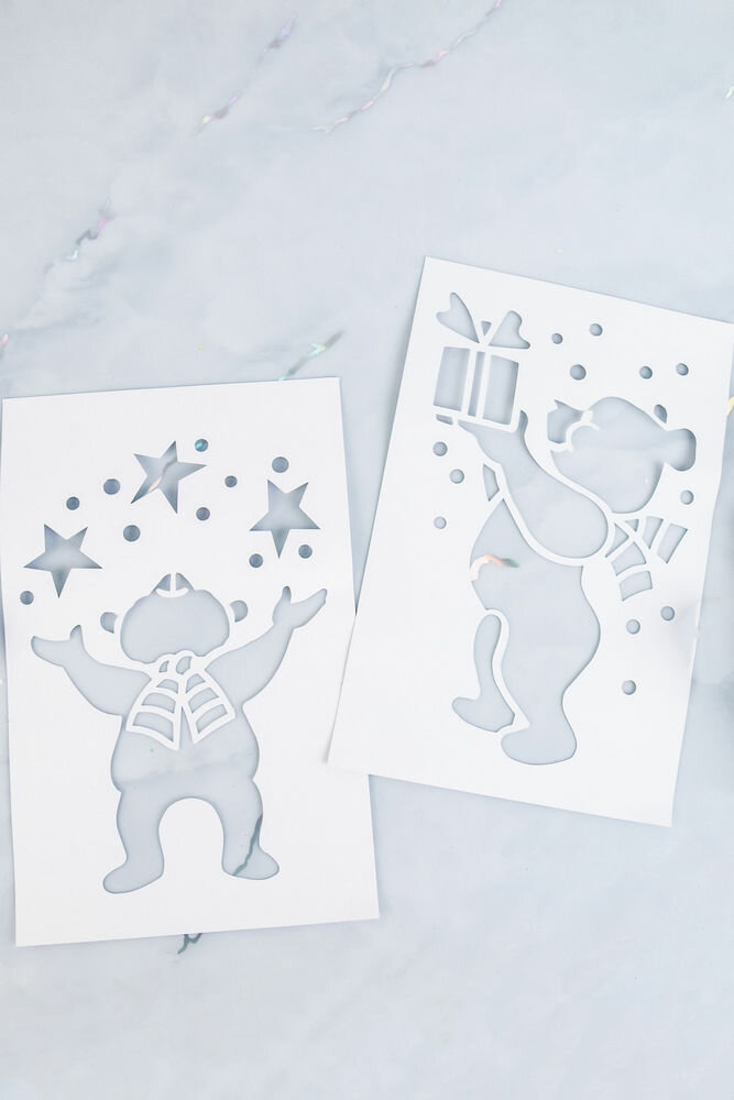 Набор трафаретов для декорирования окон и зеркал мишутка И звездопад, 16х25 см, 2 листа, Peha Magic RD-55130