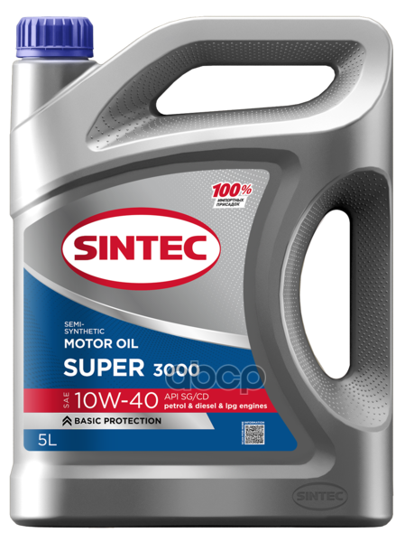 SINTEC Масло моторное SINTEC 10W40 супер 3000 API SG/CD п/с 5л (4шт/112/28)