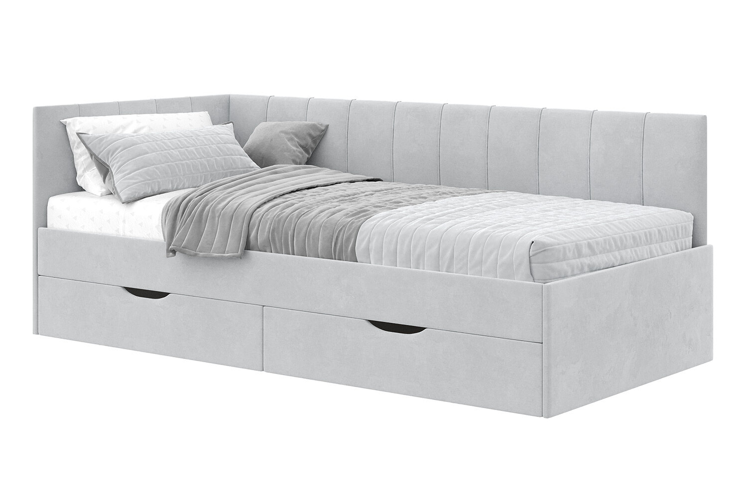 Кровать односпальная Hoff Мика, 90х200 см, цвет светлый серый, основание, подъёмный механизм, ящики