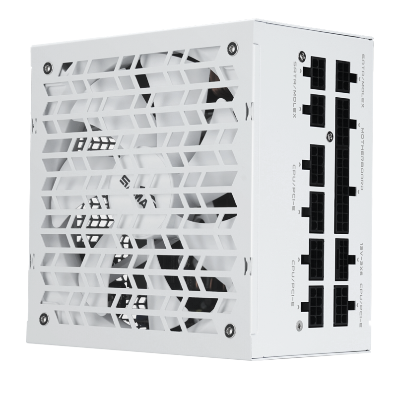 Блок питания Блоки питания/ Power Supply SAMA G850 White (HAT-850yzB1G), 850W 80+ Gold (ATX, 3.1, PCIe 5.0, Full modular, 1x24(20+4)pin mesh 550mm, 2xCPU 8(4+4)pin 700mm, 2xPCIe*2 8(6+2)pin 550+150mm, 1x12VHPWR PCIe 5.1 12+4pin 600W 600mm, 3xSATA*3 450+15