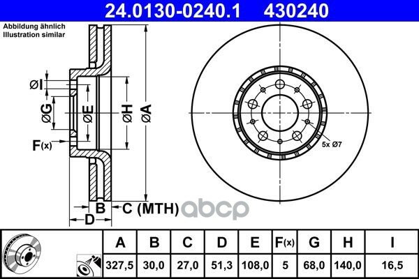 24.0130-0240.1 диск тормозной передний! Volvo XC90 I 05-14 Ate арт. 24013002401
