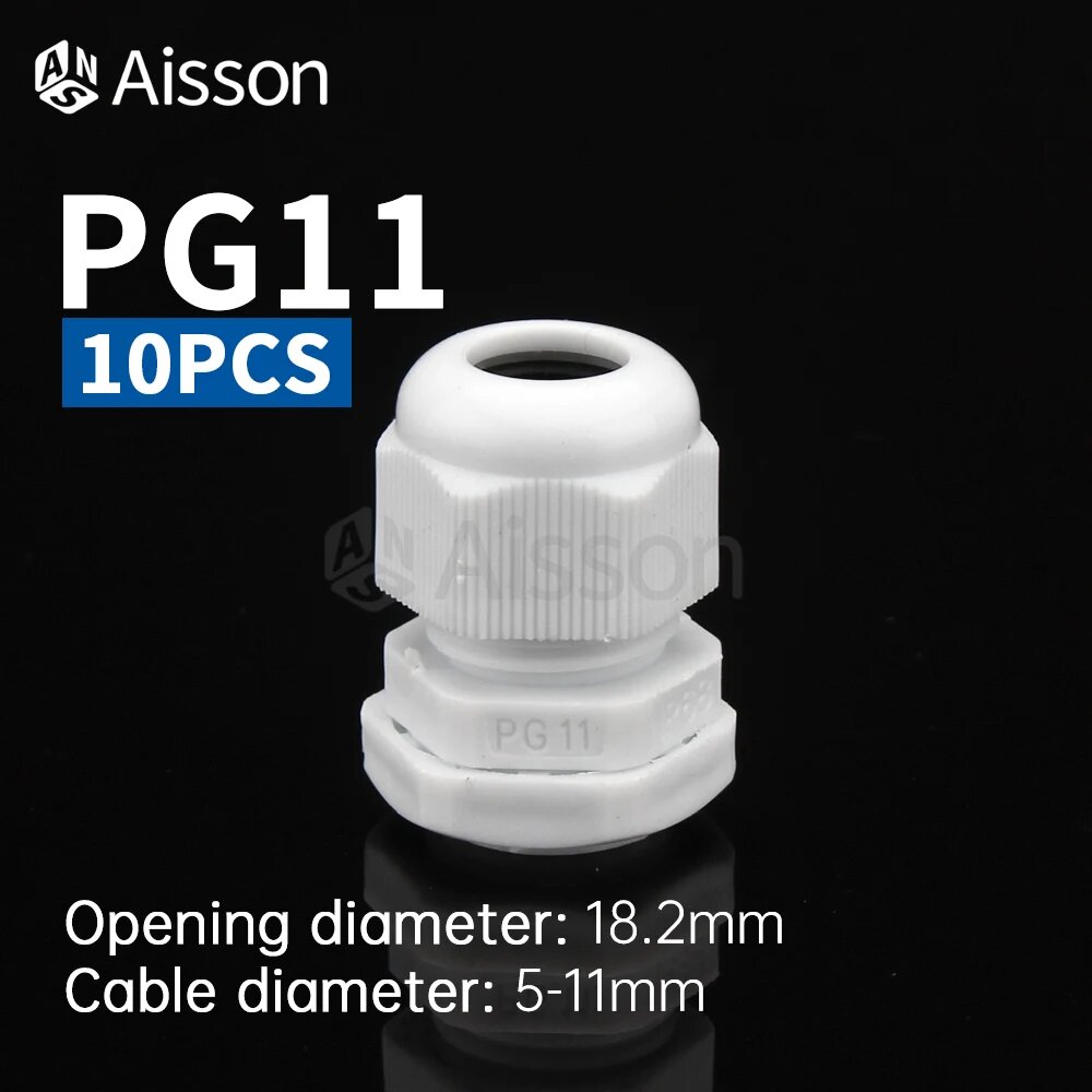 Водонепроницаемые кабельные вводы PG7 PG9 PG11 PG13.5 PG16 PG19 нейлоновые 10 шт PG11 White