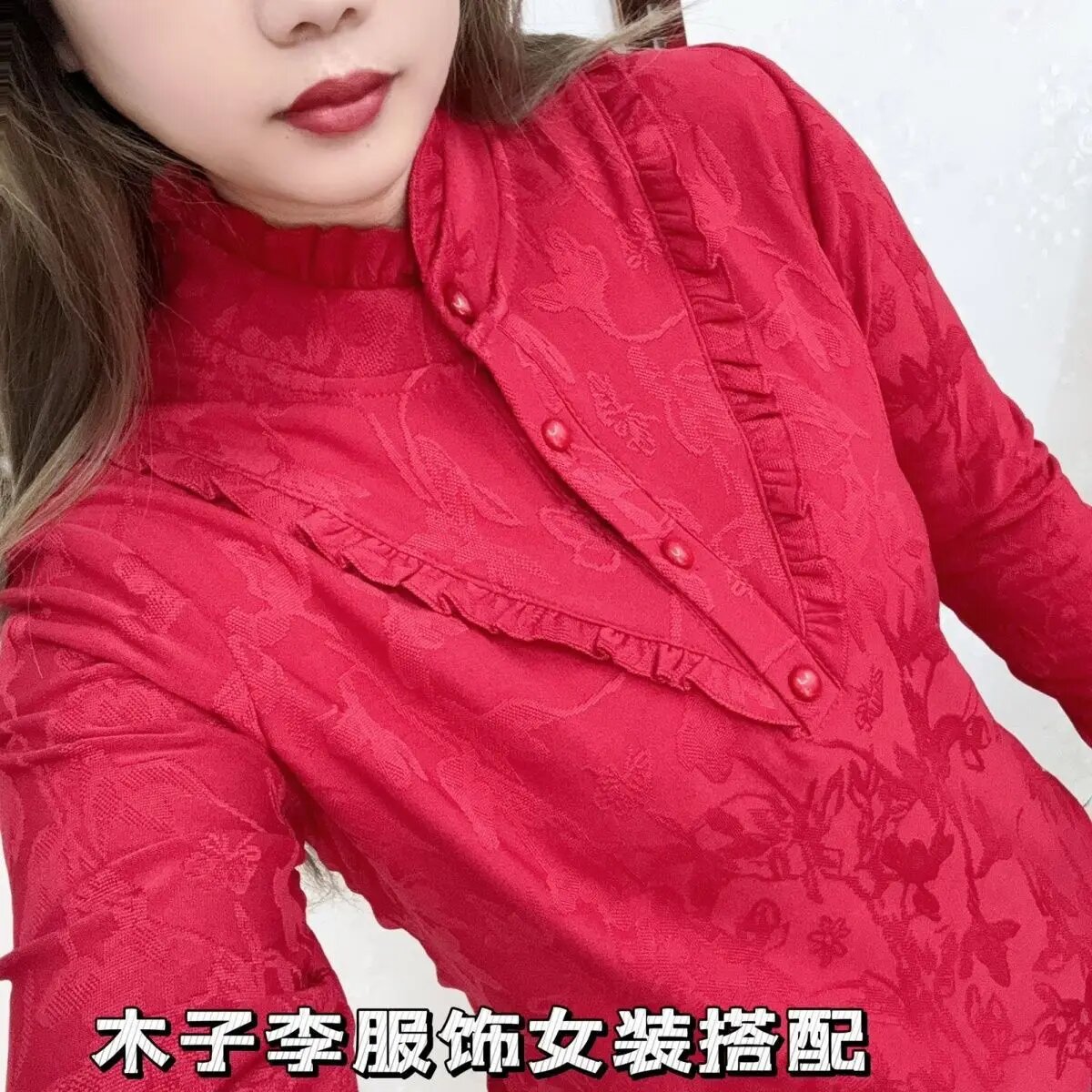 Новый стиль, бархатная осенне-зимняя теплая рубашка с длинными рукавами, 2022, темпераментный тонкий топ с ушками, утягивающий низ, пуловер