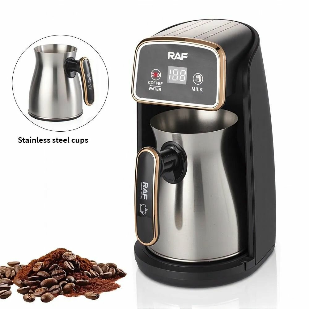 Турка электрическая электрическая турка для кофе, черный, серый металлик