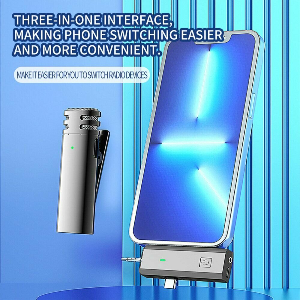 S17 Беспроводной петличный микрофон Bluetooth, разъем 3-в-1 (Type-C+3,5 мм+вилка Apple)