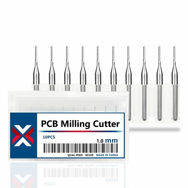 10 шт. Концевая рашпильная фреза кукуруза 1 мм, для печатных плат PCB, карбид вольфрама, мини-фреза ЧПУ для раскройки и фрезеровки текстолита. Хвостовик 3,175 мм
