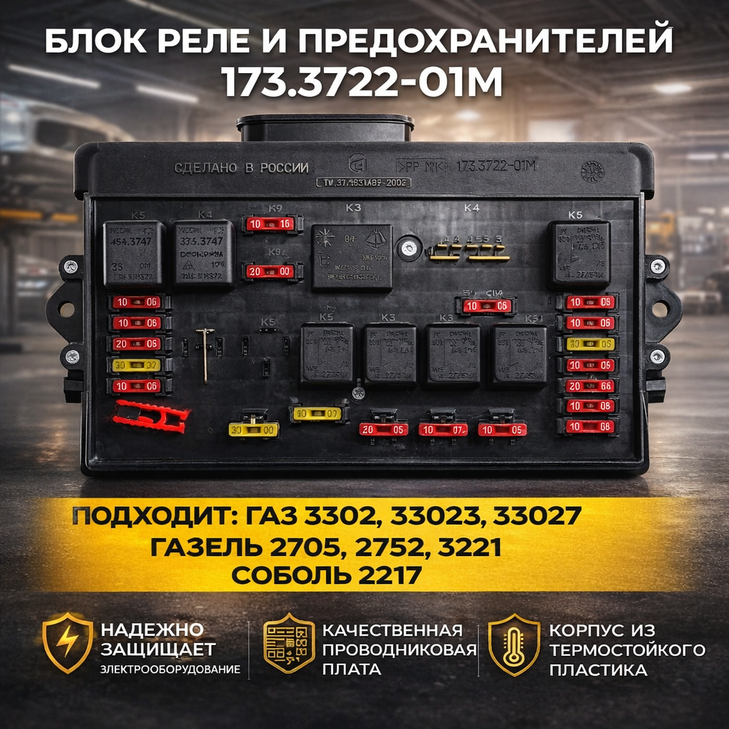 Блок реле и предохранителей 173372201M Подходит: ГАЗ 3302 33023 33027 Газель 2705 2752 3221 2217 Соболь
