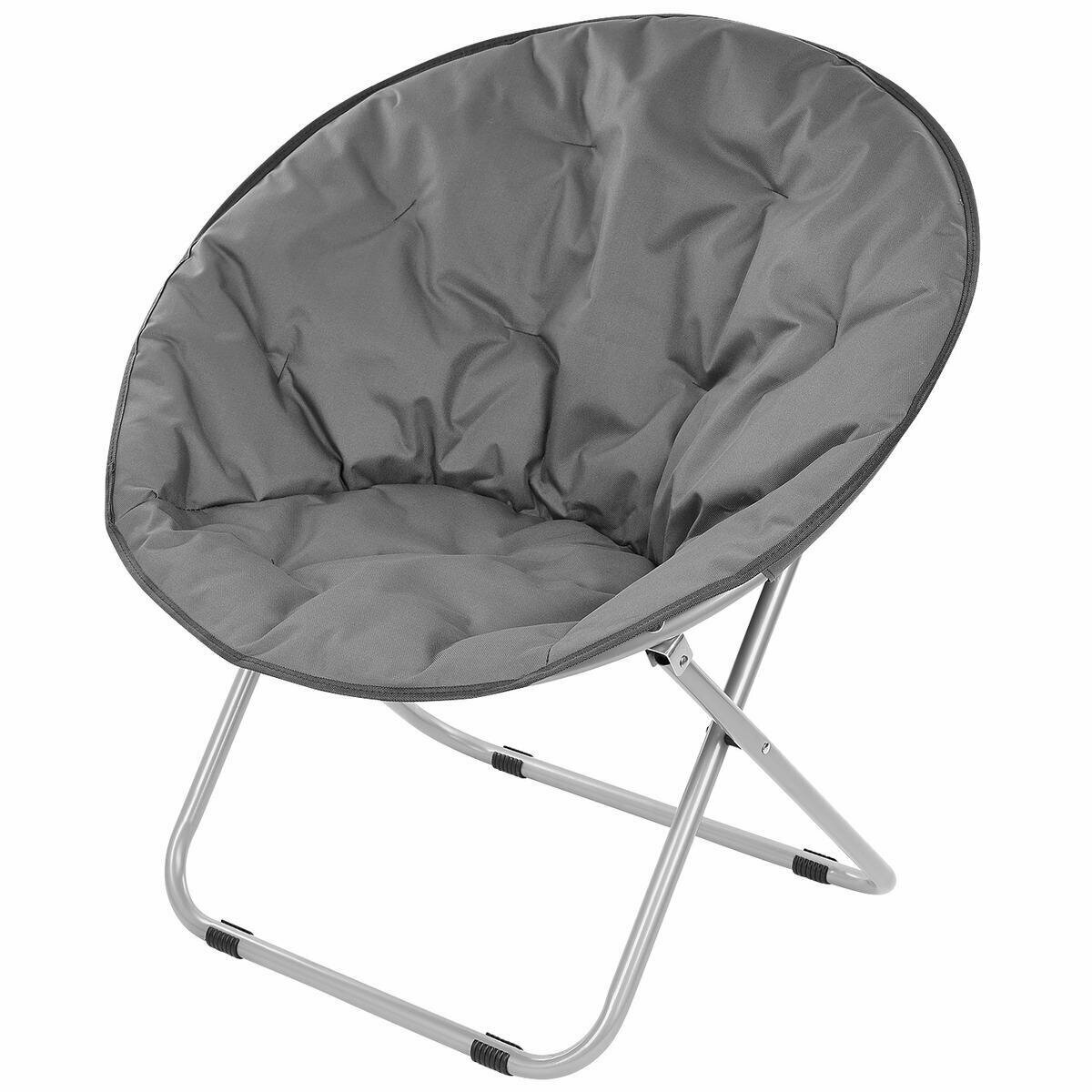 Decathlon Кемпинговый стул Enero Camp Moon Chair - со стальным каркасом, макс. нагрузка до 120 кг, складной. Цвет серый