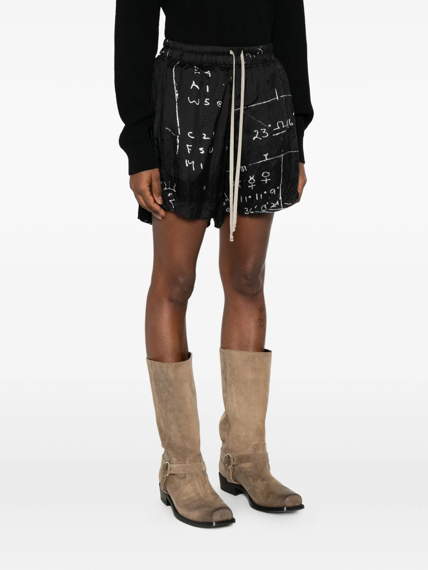 Шорты Rick Owens Drawstring printed shorts, размер 42, черный — фото 1