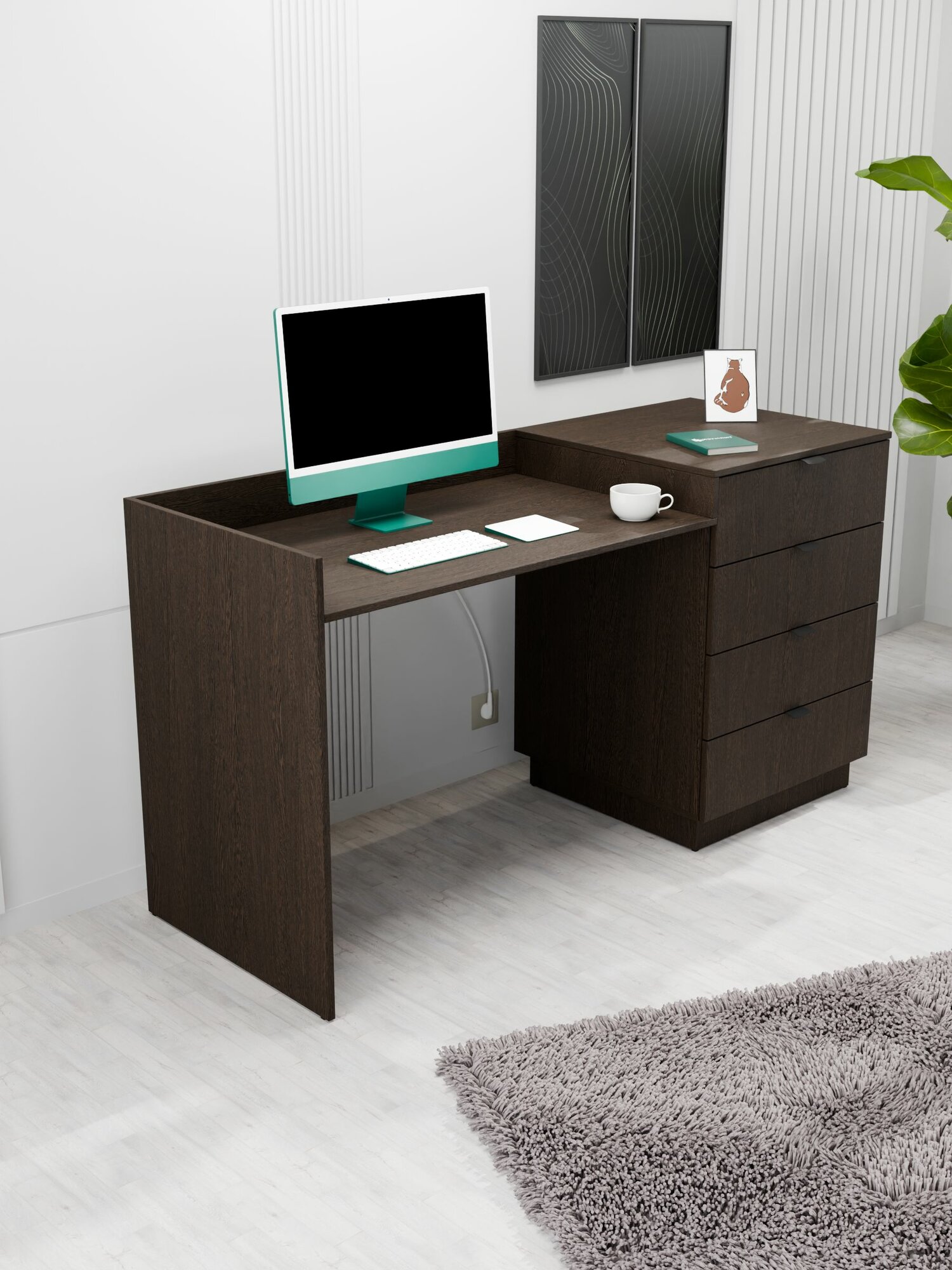 Изумлит Стол письменный для офиса и дома Бридж 163.2х86.6х60 см, венге