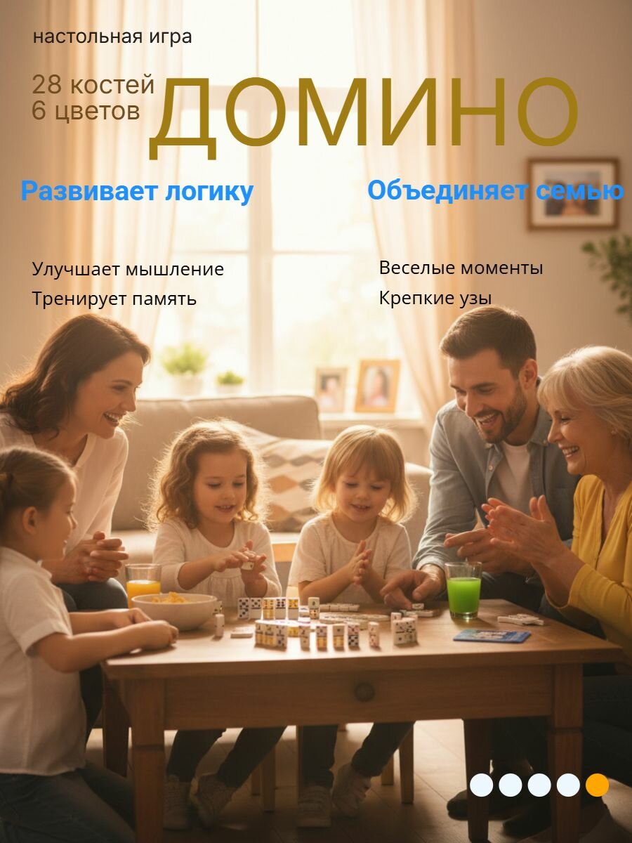 Домино с 28 костями и 6 цветамицветами в металлическом футляре.