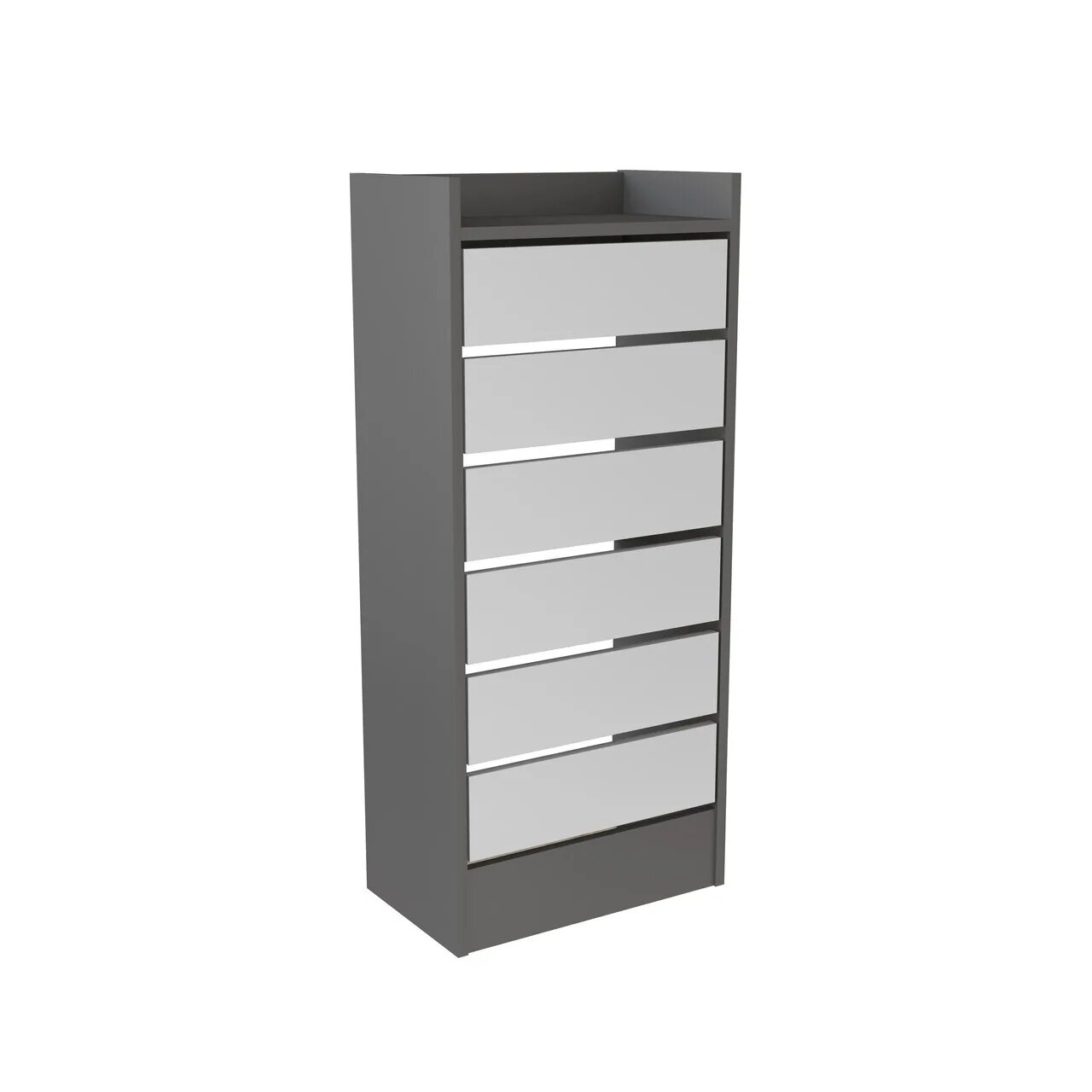 Обувница ЯПТ-1 «Ямайка» узкая, закрытая, ЛДСП (Графит серый/Камень серый) 45х27х113