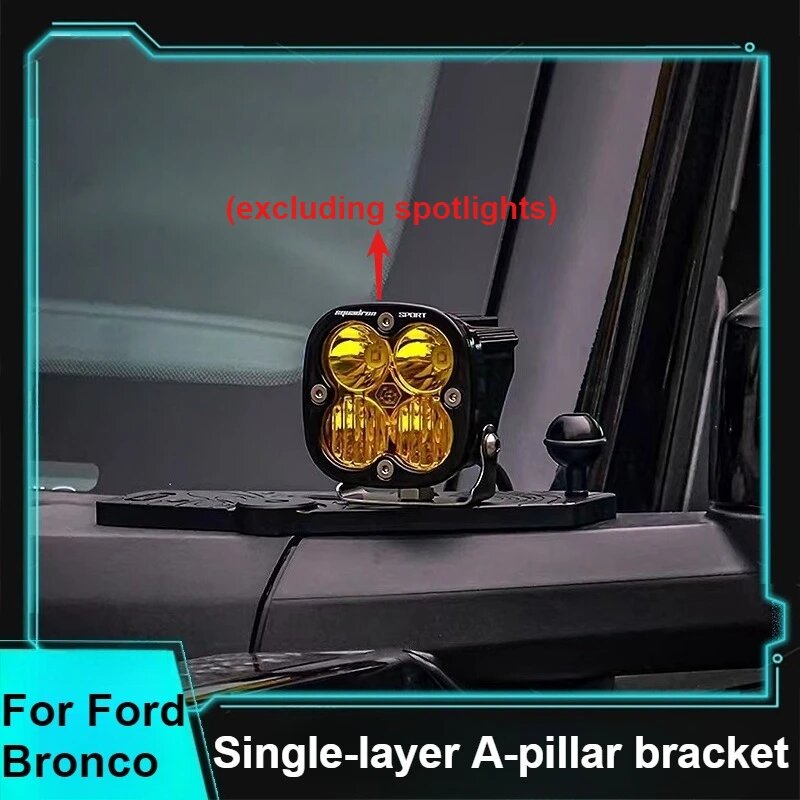 Для Ford Bronco 2021-2025 Многофункциональный кронштейн прожектора на стойке А, однослойный расширительный вспомогательный светильник, аксессуар для крепления