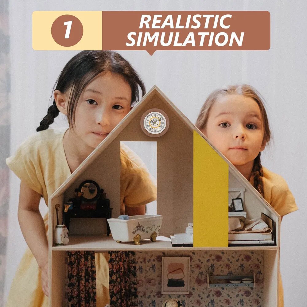 Настенные мини-часы из коричневой смолы для декора миниатюрных моделей дома