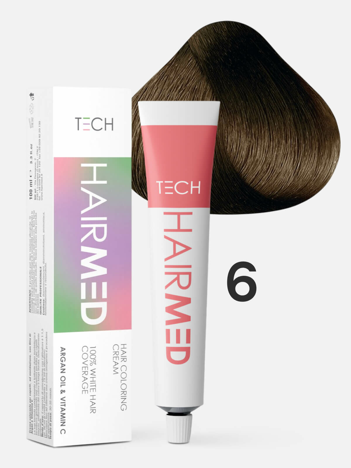 Крем - краска для волос профессиональная Hairmed 6 Темный русый, 100 мл