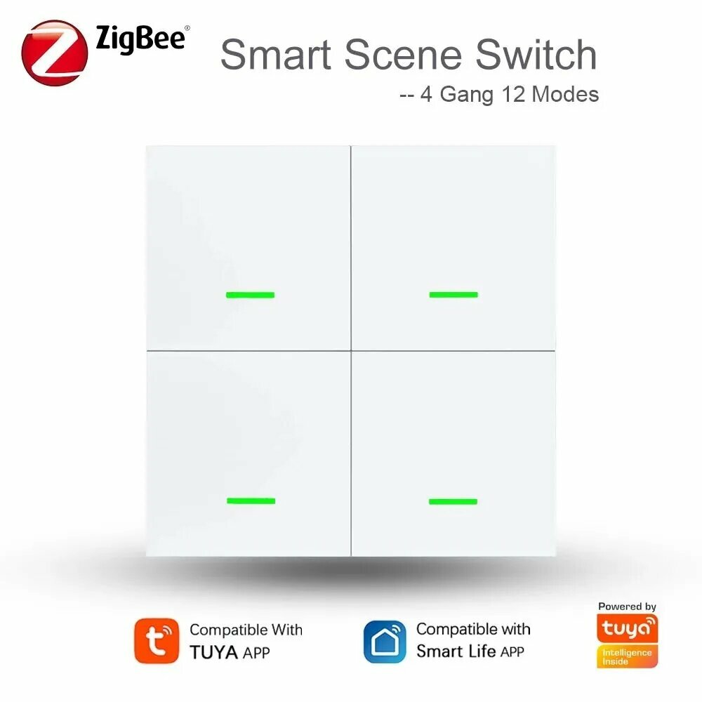 Выключатель беспроводной 4 клавиши Zigbee 3.0