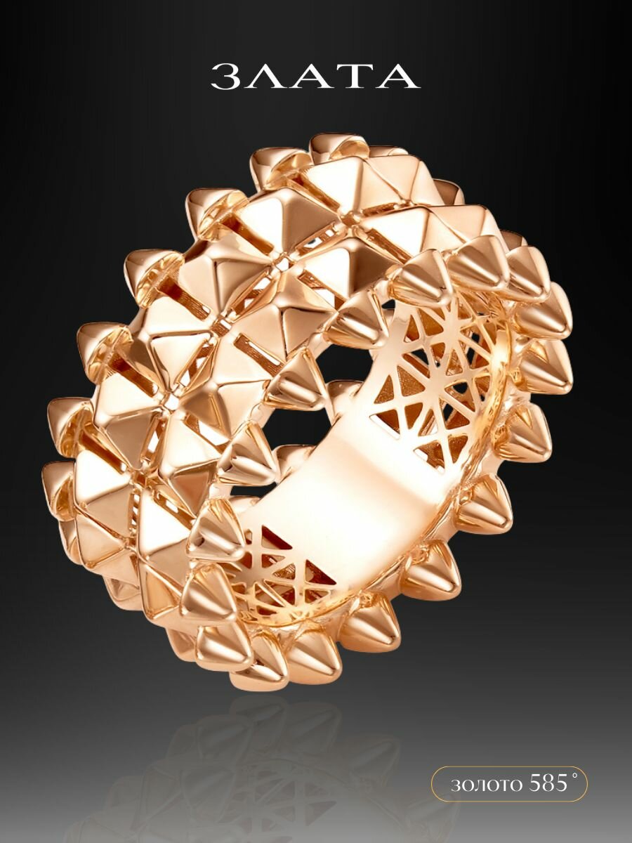 Кольцо широкое, красное золото, 585 проба