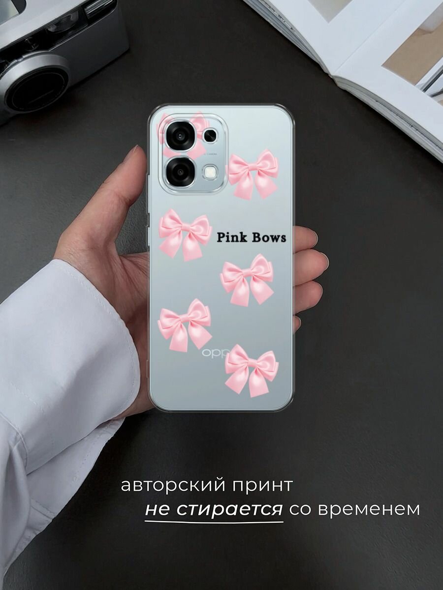 Чехол на Oppo A6 Pro / Оппо A6 Про с принтом Pink Bows, прозрачный — фото 1
