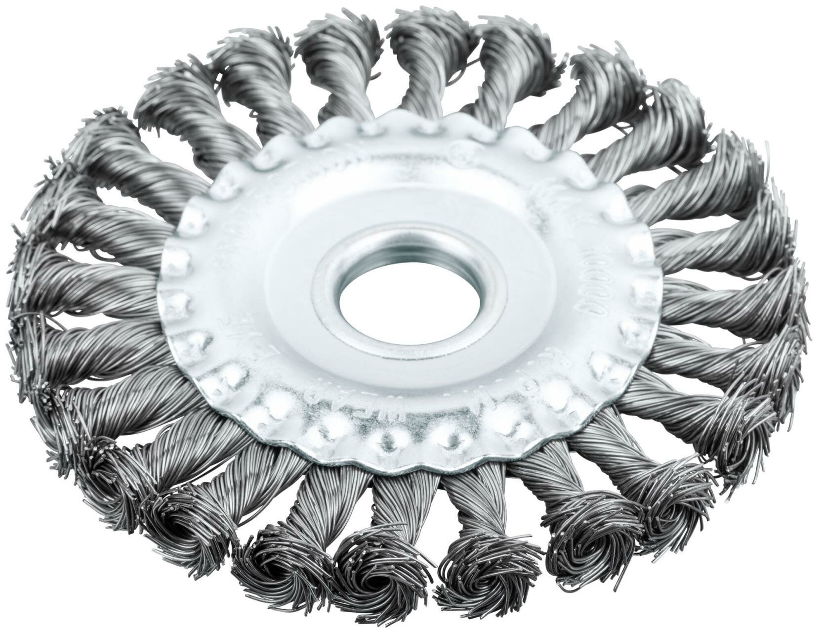 Корщетка-колесо, посадочный диаметр 22,2 мм, стальная витая проволока 125 мм