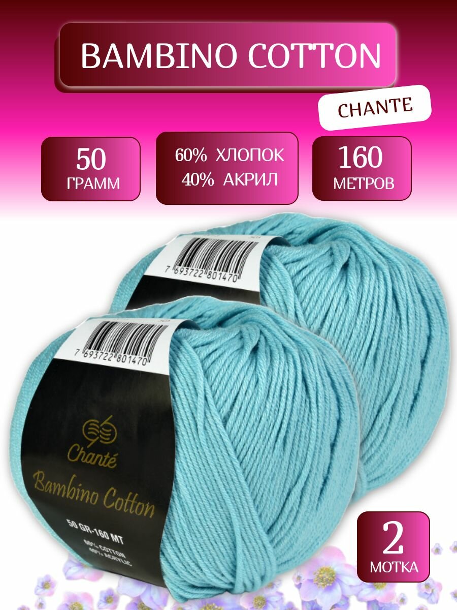 Пряжа Бамбино Шанте, Bambino cotton Chante (2013), 50гр, 160м, 60% хлопок, 40% акрил (2 шт.)