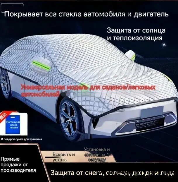 Накидка автомобильная на Салон полностью, Металл, 1 шт. защитная для легковых авто, серебристая