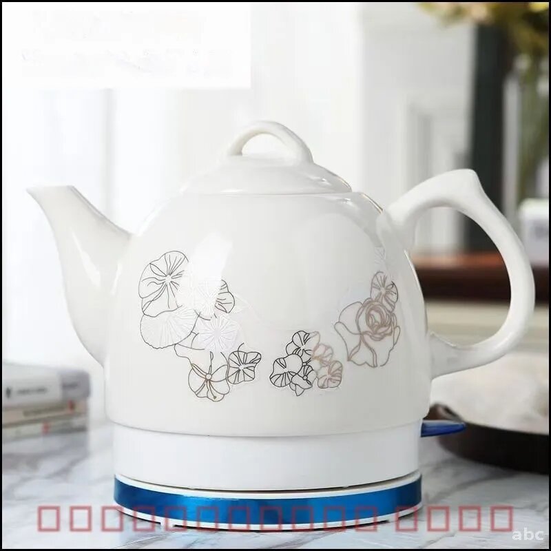Электрический керамический чайник cVD476 белый, 1 литр, керамический корпус, рисунок