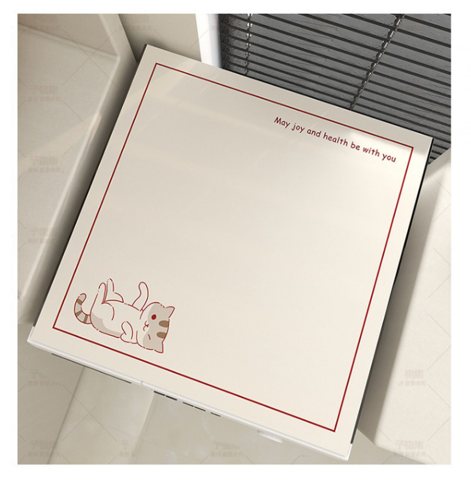 Коврик-накладка MyPads противоскользящий с рисунком котят для стиральной машины, бежевый