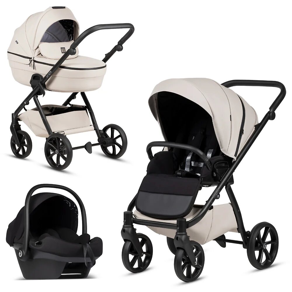 Детская коляска 3в1 Tutis Uno 6+, Elo Lux Edu Sky, цвет Latte / Eco (Кремовый)