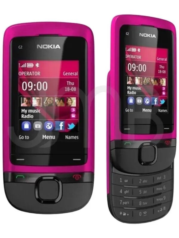 Nokia C2-05 красный телефон слайдер, 32 МБ встроенной памяти, 2 SIM, Series 40