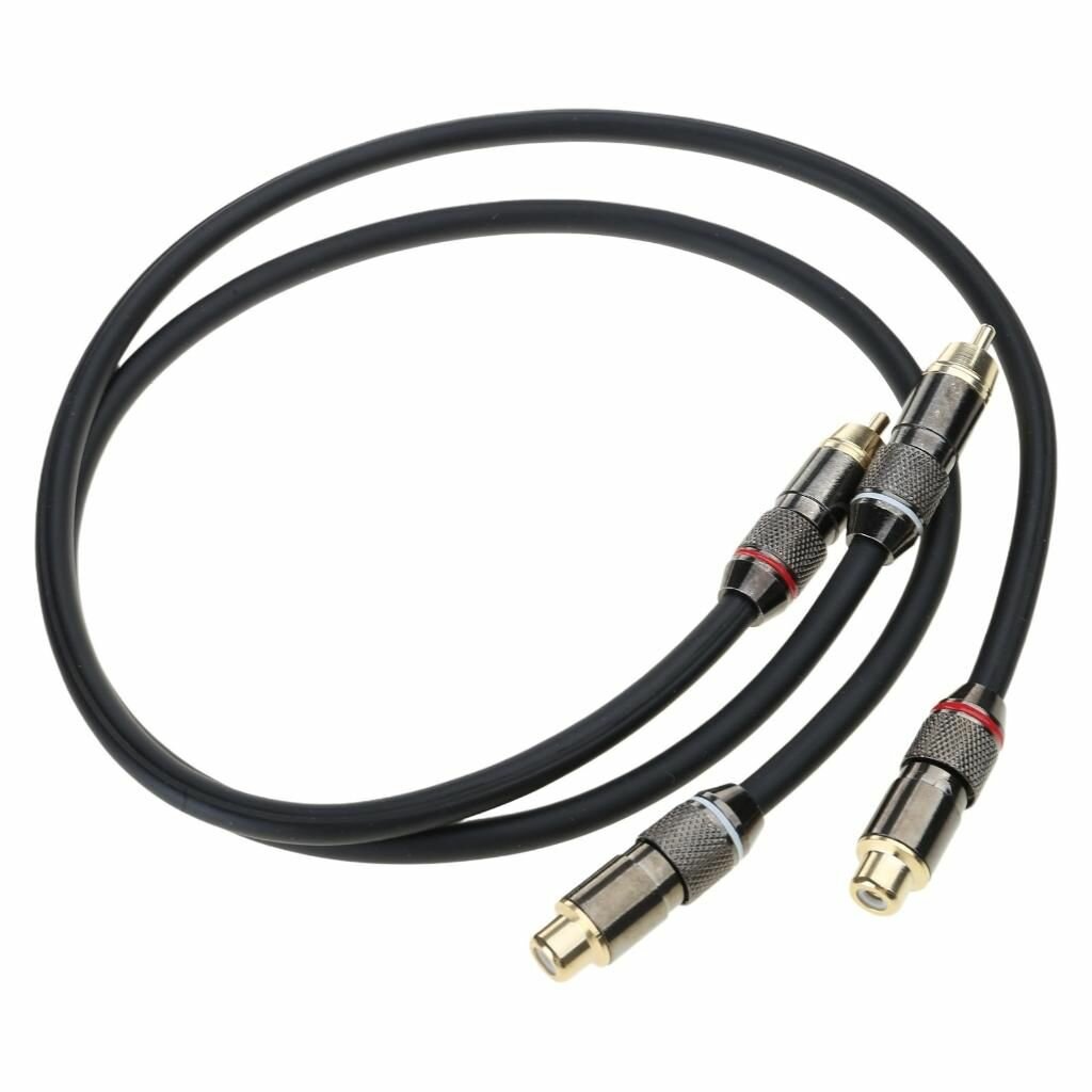 Переходник RCA мама папа , черная прямая голова - 50cm