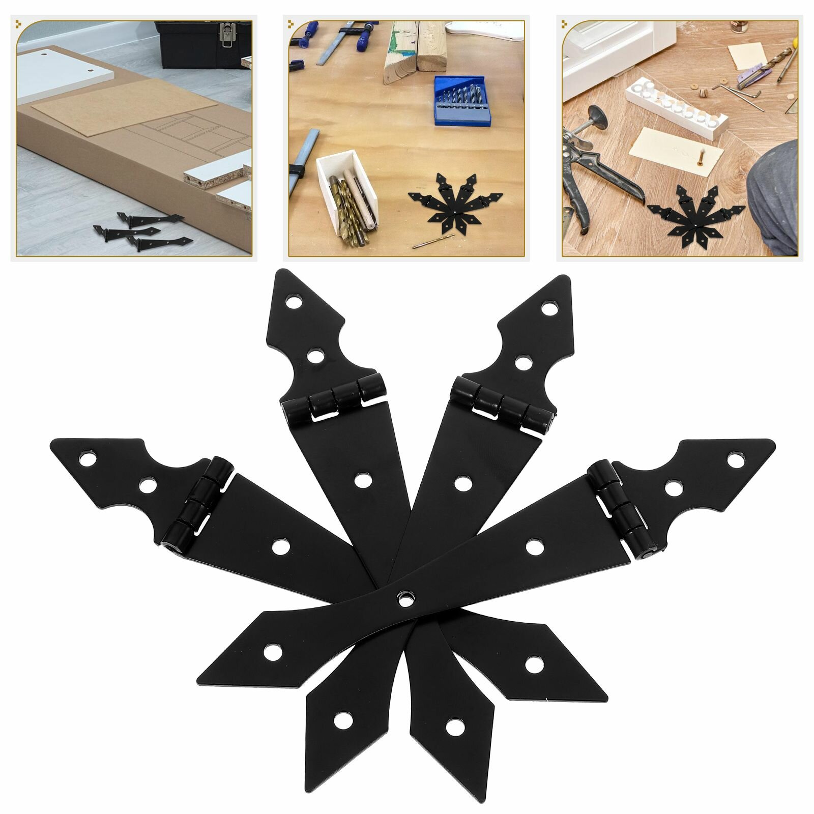 Петли Для Барных Дверей, Черные, Холоднокатаная Сталь, Высокая Прочность, Универсальное Применение, 4 Шт