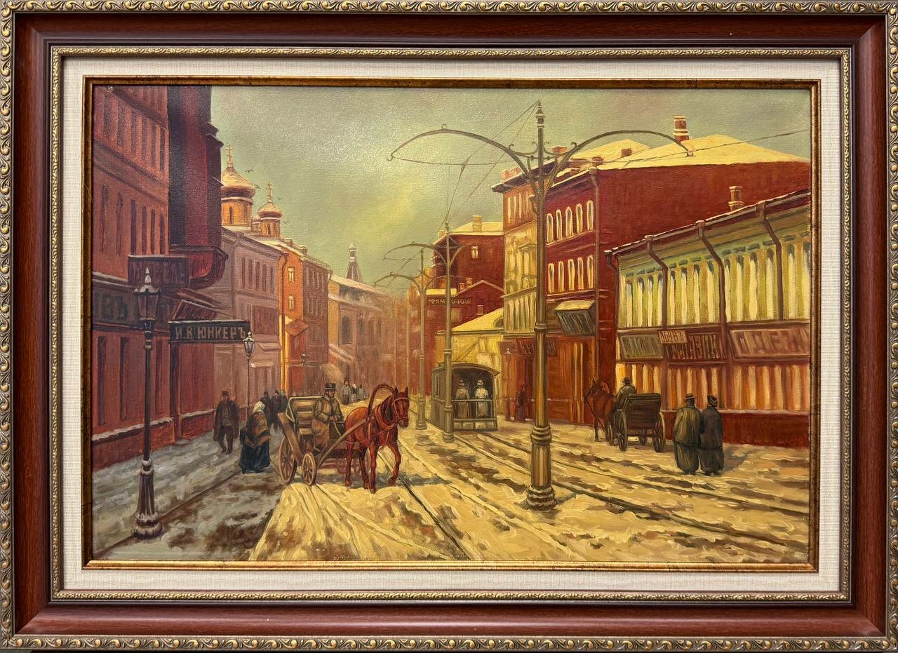 Картина маслом, городской пейзаж "Москва. Долгоруковская улица". Холст/Масло, 2011. Размер 40х60. Автор Мухин Д.