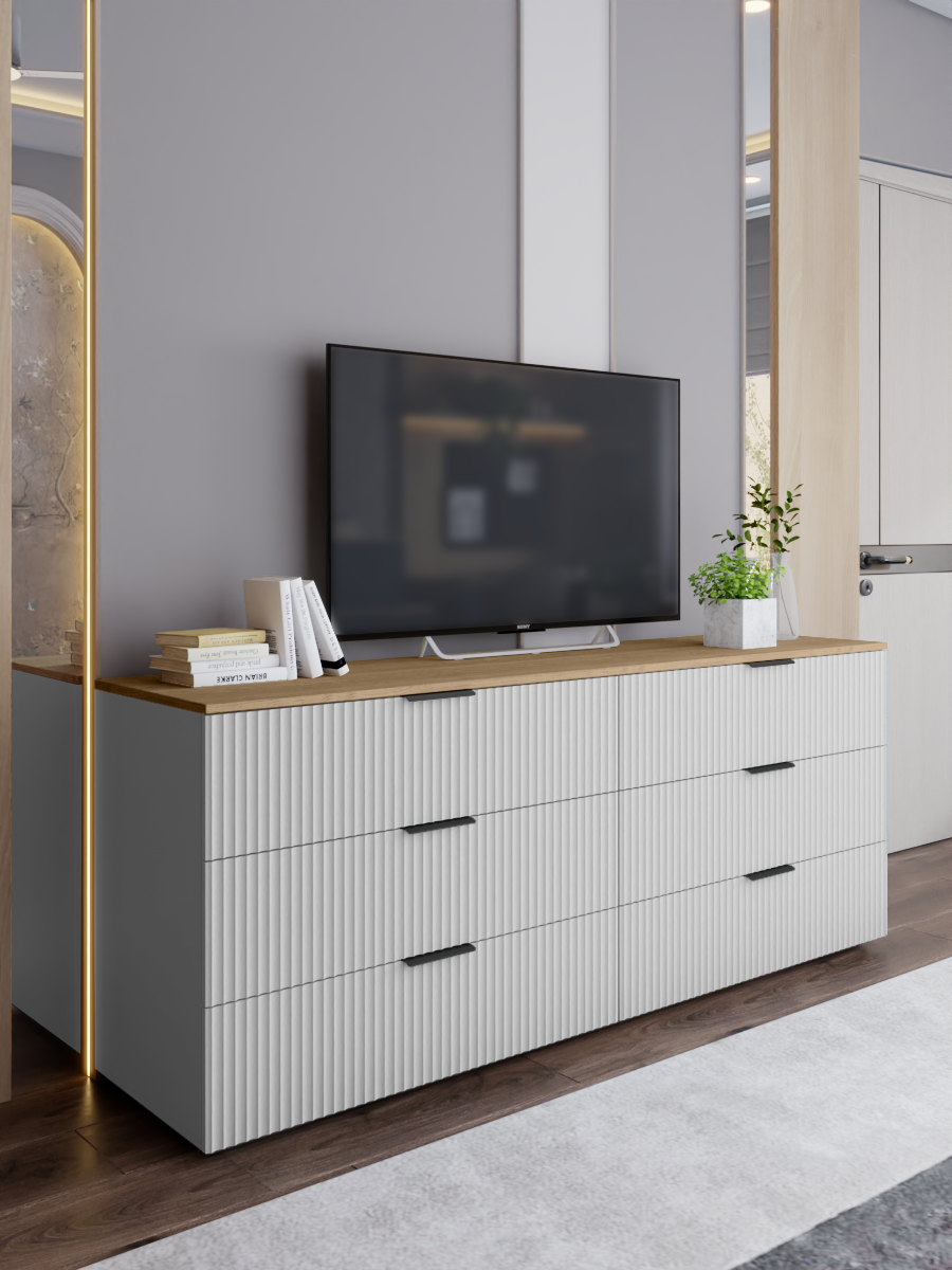 Комод с ящиками для одежды Салерно 12 большой, деревянный, в спальню, в гостиную, 6 ящиков, 182 х 42 x 72 см