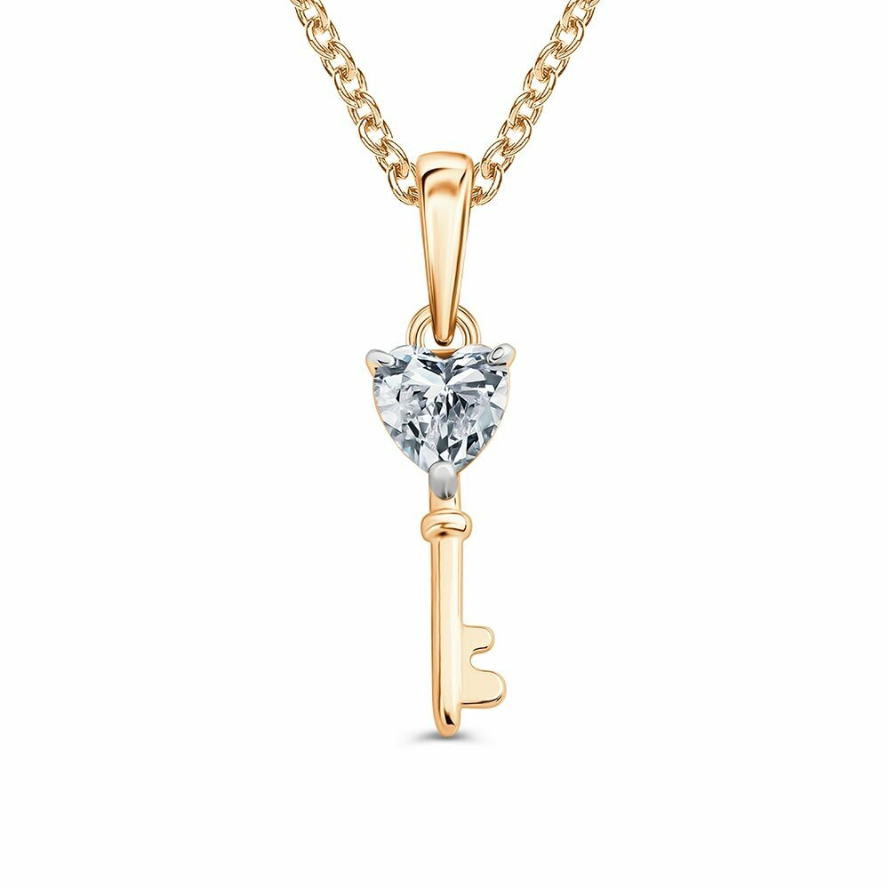Подвеска, серебро, 925 проба, золочение, фианит