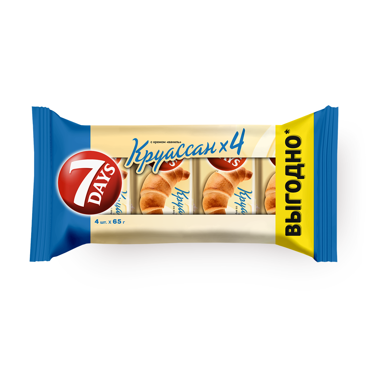 Круассан 7 Days ваниль 4 шт, условия хранения: от 0 °C до +25 °C, 260 г