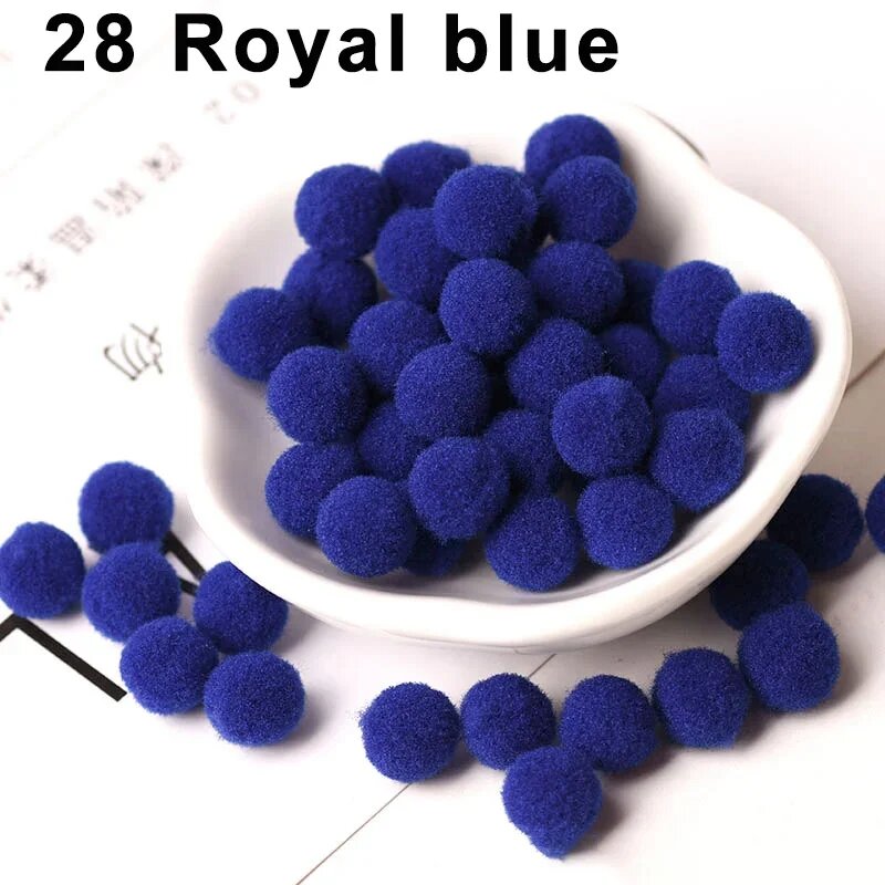 Синие меховые помпоны 25 мм, 60 шт, royal blue