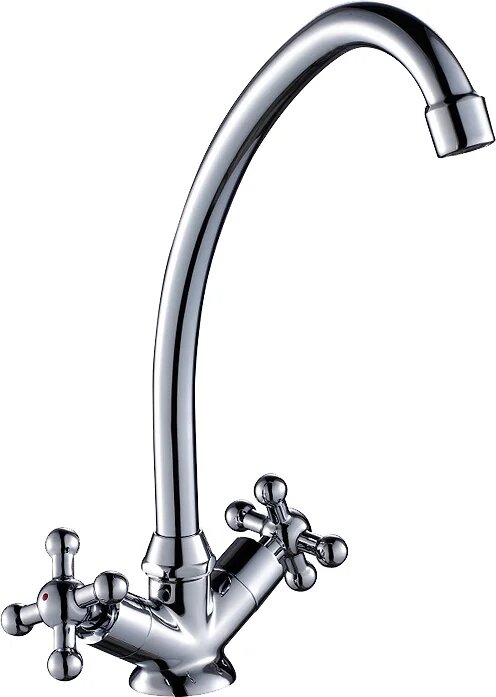 Смеситель для кухни Rossinka G G02-71 с поворотным изливом, хром, глянцевый, вентильный, латунный
