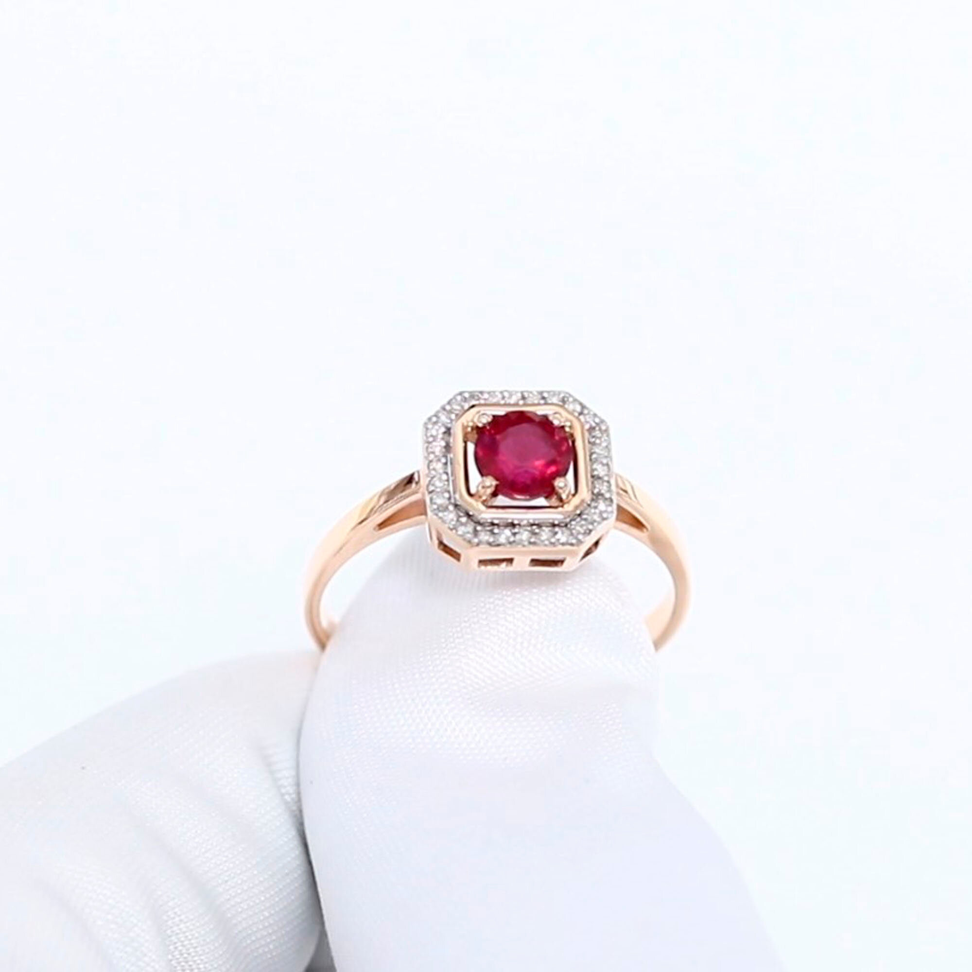 Кольцо, красное золото, 585 проба, рубин, бриллиант